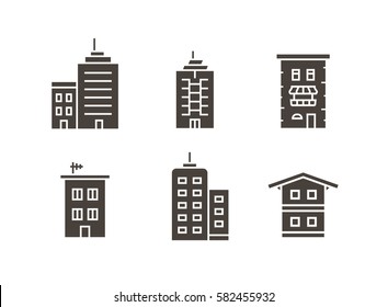 City Building Vector Icon Set Icons Stock Vector (Royalty Free ...