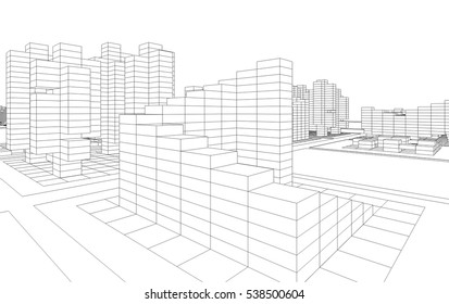 City Buildings Architectural Drawing Stock Vector (Royalty Free ...
