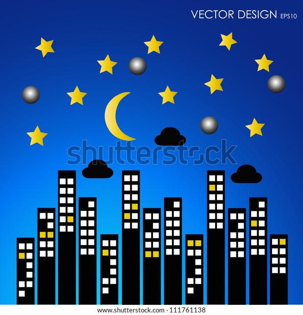 City Buildings Night Vector Illustration Stock Vector (Royalty Free ...