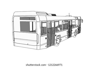 Articulated Bus Outline Vector Illustration Bus Stock Vector (Royalty ...