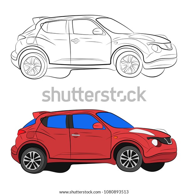 City Car Vector Drawing Illustration Stock Vector (Royalty Free) 1080893513