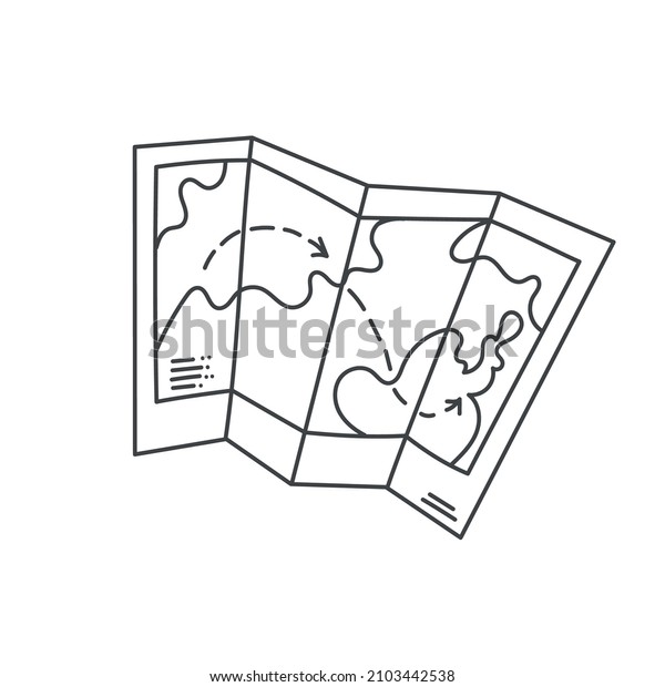 City Folded Map Outline Simple Linear Stock Vector (Royalty Free ...