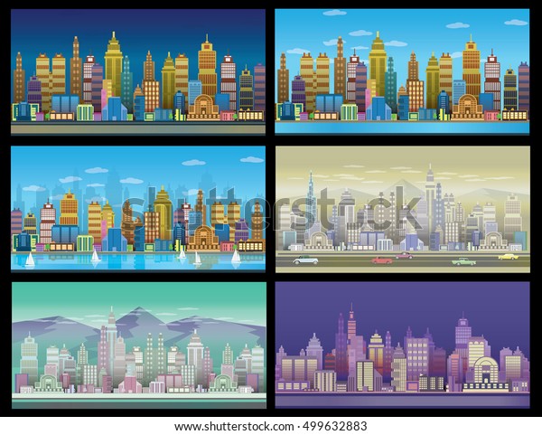 City Game Backgrounds Set Stock Vector (Royalty Free) 499632883 ...