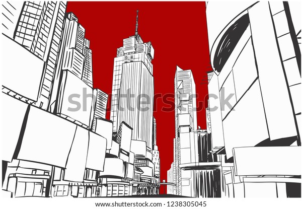 City Hand Drawn Vector Illustration New Stock Vector (Royalty Free ...