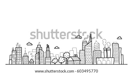 City Landscape Doodle 스톡 벡터(사용료 없음) 603495770 - Shutterstock