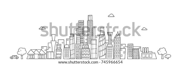 City Landscape Doodle Stock Vector (Royalty Free) 745966654