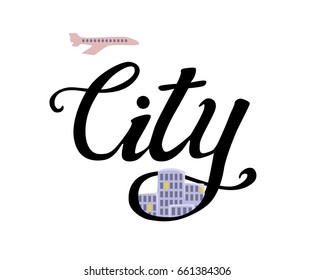 City Lettering Vector Illustration Stock Vector (Royalty Free ...