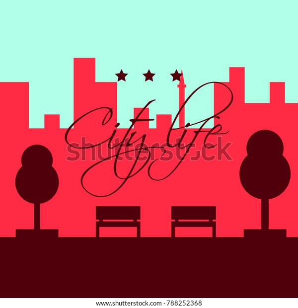 City Life Poster Cover Vector Illustration Stock Vector (Royalty Free ...