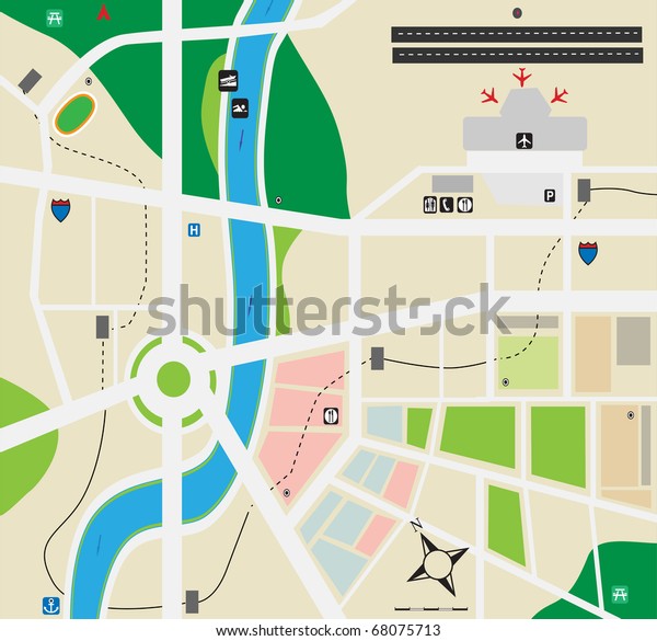 City Map Airport Stock Vector (Royalty Free) 68075713 | Shutterstock