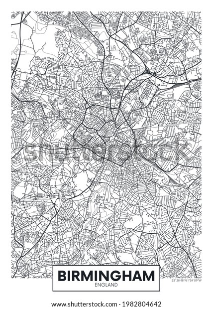 City Map Birmingham Travel Vector Poster Stock Vector (Royalty Free ...