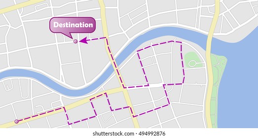 City Map Circuitous Route Destination Stock Vector (Royalty Free ...