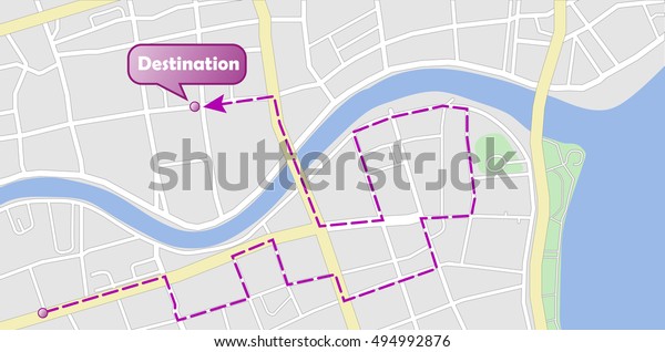 City Map Circuitous Route Destination: เวกเตอร์สต็อก (ปลอดค่าลิขสิทธิ์ ...