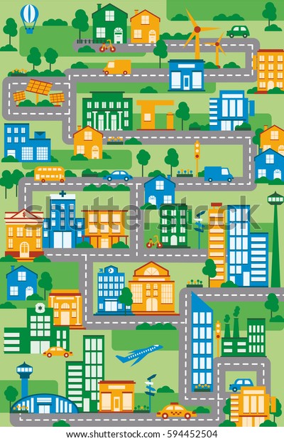 City Map Concept Green City Infographic: vector de stock (libre de ...