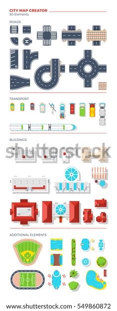 City Map Creator Top View Elements Stock Vector (Royalty Free ...