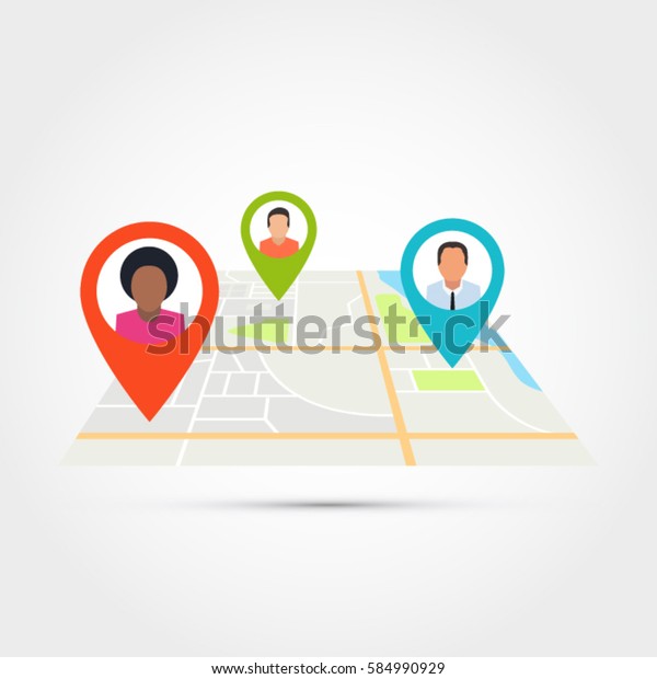 City Map Illustration Showing Location People 스톡 벡터(로열티 프리) 584990929 ...