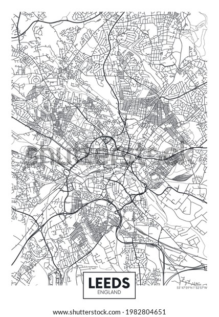 City Map Leeds Travel Vector Poster Stock Vector (Royalty Free ...