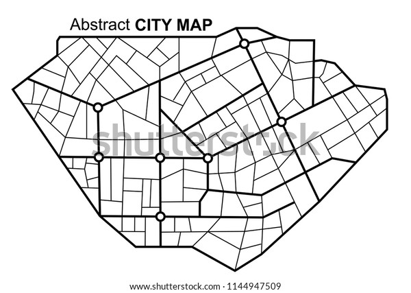 City Map Line Scheme Roads Town Stock Vector (Royalty Free) 1144947509 ...