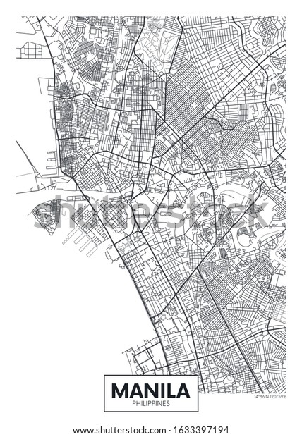 City Map Manila Travel Vector Poster Stock Vector (Royalty Free) 1633397194