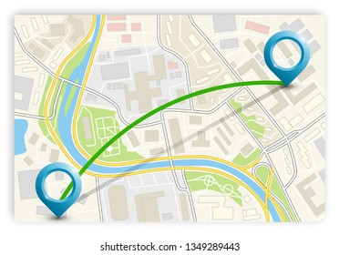 City Map Navigation Banner Point Marker Stock Vector (Royalty Free ...