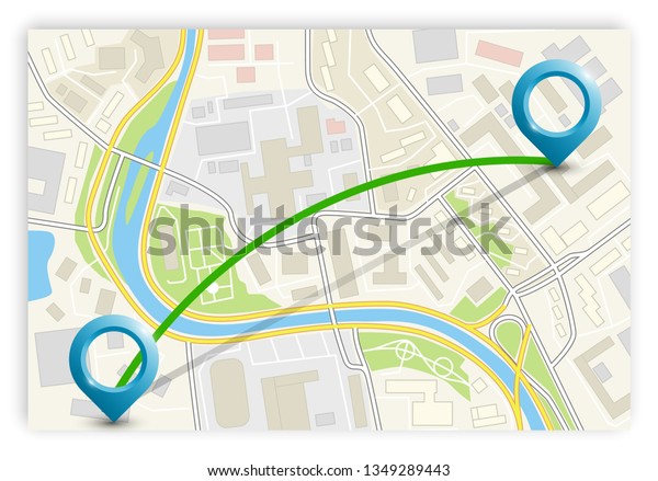 City Map Navigation Banner Point Marker Stock Vector (Royalty Free ...