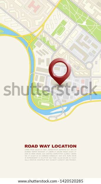 City Map Navigation Banner Point Marker Stock Vector (Royalty Free ...