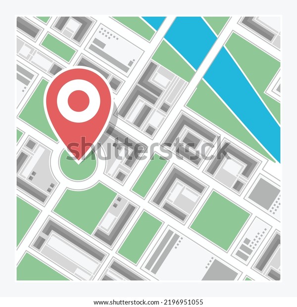City Map Red Pin Location Map Stock Vector (Royalty Free) 2196951055 ...