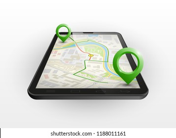 Smartphone Gps Map Navigation Pin Flag Stock Vector (Royalty Free ...
