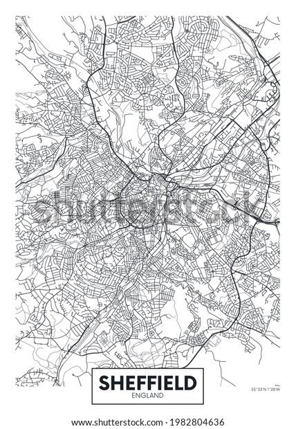 City Map Sheffield Travel Vector Poster Stock Vector (Royalty Free ...