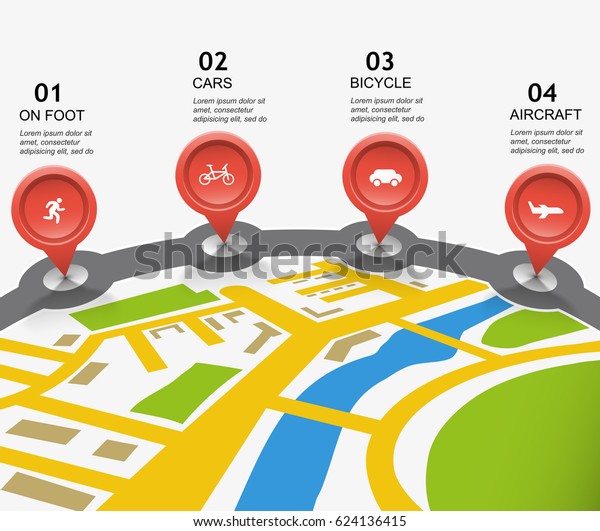 City Map Vector Movement Infographics Stock Vector (Royalty Free ...