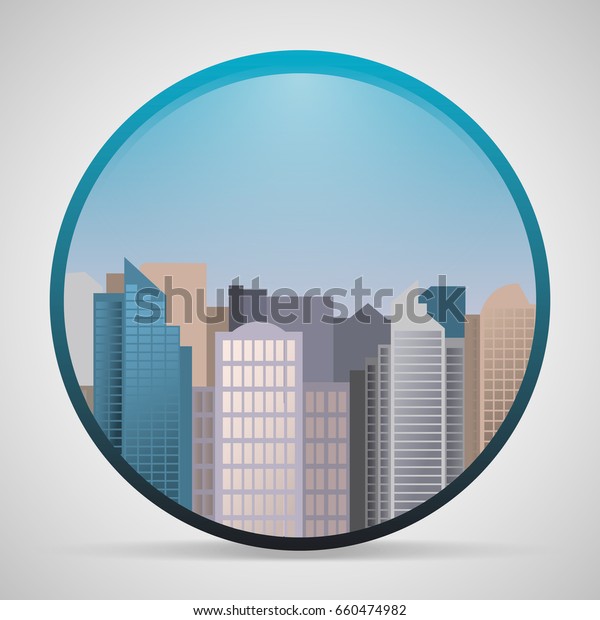 City Metropolis Emblem Round Frame Stock Vector (Royalty Free ...