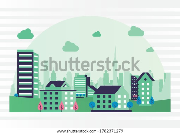 City Minimal Cityscape Scene Frame Vector Stock Vector (Royalty Free ...