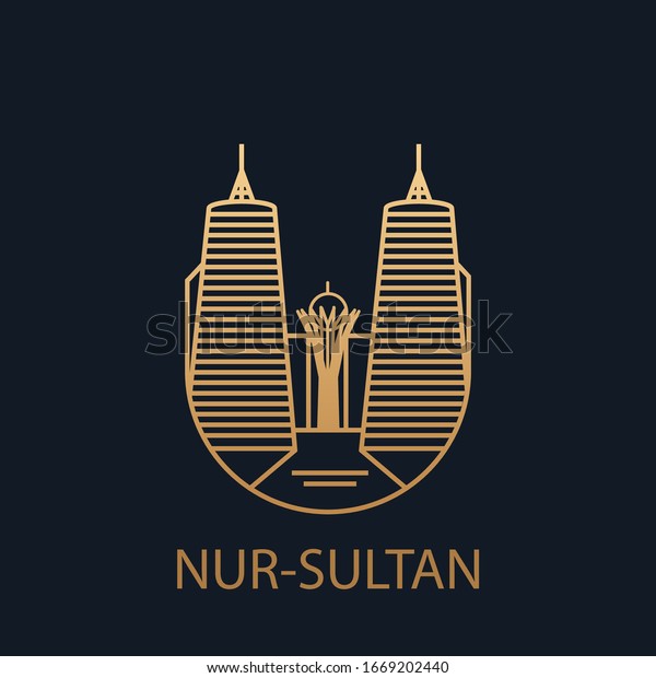 La ciudad de Nur-Sultan. Icono vectorial,: vector de stock (libre de regalías) 1669202440 ...