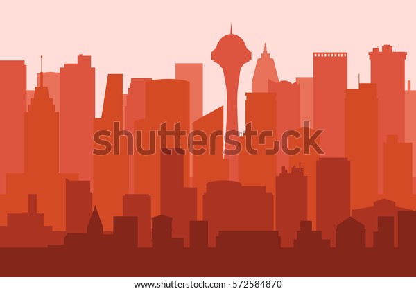 City Red Skyline Stock Vector (Royalty Free) 572584870