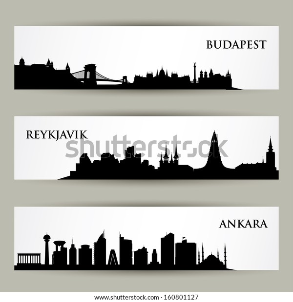 City Skyline Banners Vector Illustration Stock Vector (Royalty Free ...