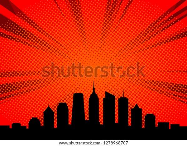 City Skyline Comic Book Style Illustration Stock Vector (Royalty Free ...