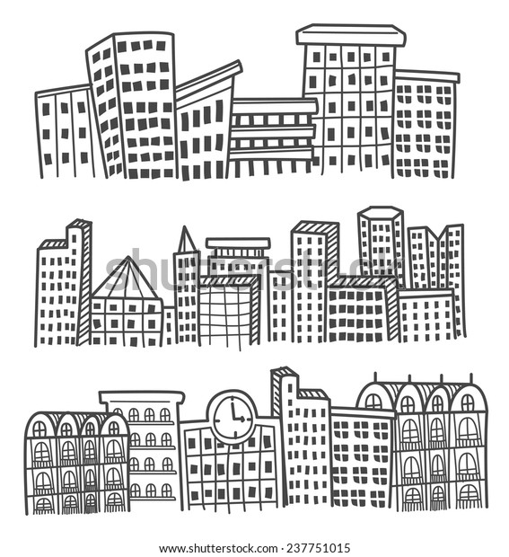 City Skylines Doodle Style Stock Vector (Royalty Free) 237751015 ...