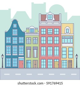 City Street Landscape Vector Stock Vector (Royalty Free) 591769415 ...