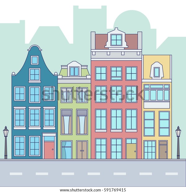 City Street Landscape Vector Stock Vector (Royalty Free) 591769415 ...