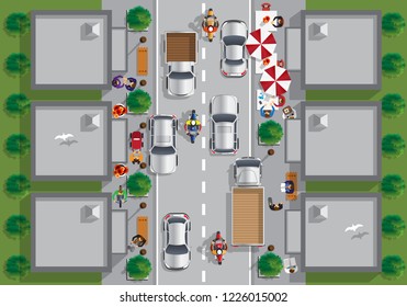 City Street View Above Vector Illustration Stock Vector (Royalty Free ...