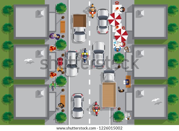 City Street View Above Vector Illustration Stock Vector (Royalty Free ...