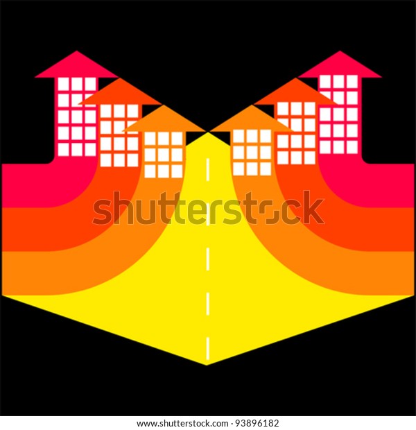 City Streets Buildings Arrows Vector Stock Vector (Royalty Free) 93896182