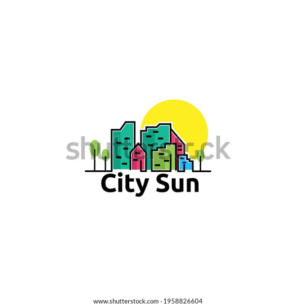 City Sun Logo Vector Concept Icon Stock Vector (Royalty Free ...