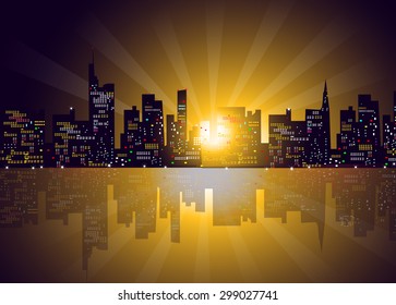 City Sunset Stock Vector (Royalty Free) 299027741 | Shutterstock