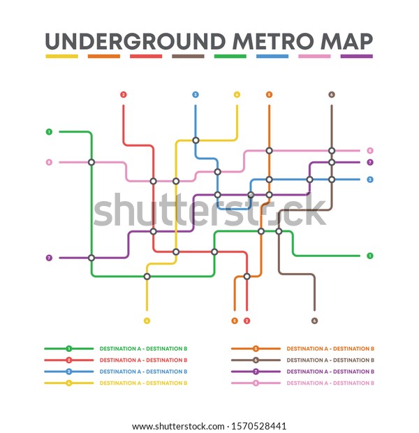 City transportation vector scheme. Metro underground map. Crossrail map ...