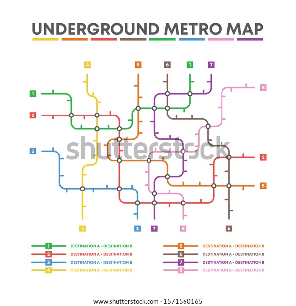 City Transportation Vector Scheme Metro Underground Stock Vector ...