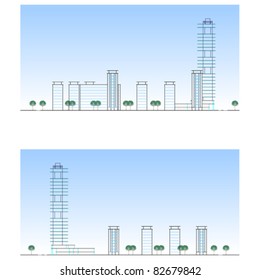 City Urban Section Architectural Project Modern Stock Vector (Royalty ...