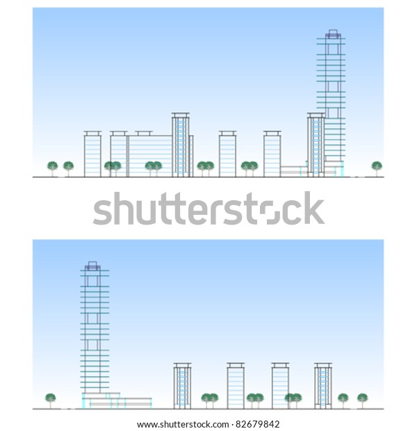 City Urban Section Architectural Project Modern Stock Vector (Royalty ...