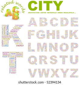 City Vector Letter Collection Wordcloud Illustration Stock Vector ...