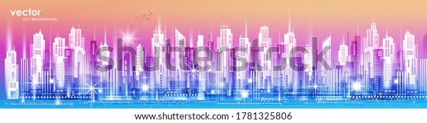 City Vector Panorama Cityscape Architecture Background Stock Vector ...