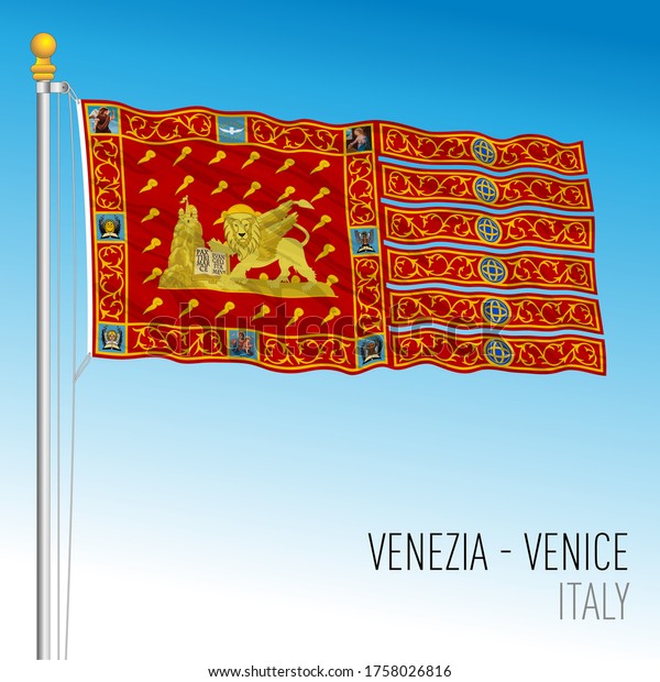 Immagine vettoriale stock 1758026816 a tema City Venice Flag Italy ...